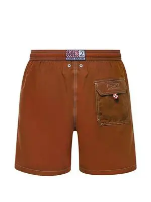 MC2 SAINT BARTH Embroidered Logo Swim Shorts - Brown