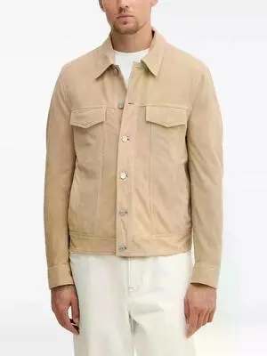 TRUSSARDI Suede-finish Button-up Jacket