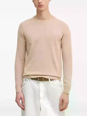 TRUSSARDI Logo Embroidered Crew Neck Sweater - Neutrals