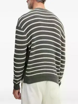 Armani Exchange Horizontal Stripe Crew Neck Sweater - Grey