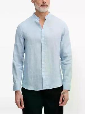 Armani Exchange Mandarin-collar Long-sleeve Shirt - Blue