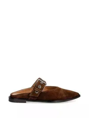 Marc O'polo Buckle-strap Pointed-toe Slippers - Brown