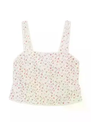 Posse Charlotte Floral Print Cotton Tank Top - Neutrals