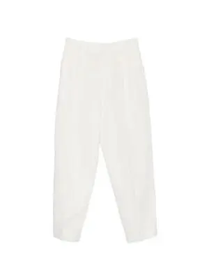 PT TORINO Pleated Cropped Trousers - White