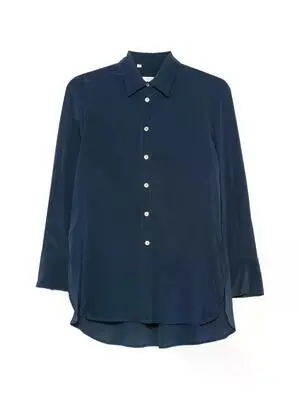 BARBA NAPOLI Long-sleeve Shirt With Curved Hem - Blue