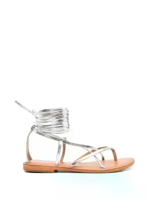 CORAL BLUE Lace-up Metallic-effect Sandals - Silver