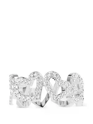 APM MONACO Asymmetric Heart Ring With Pavé Crystals - White
