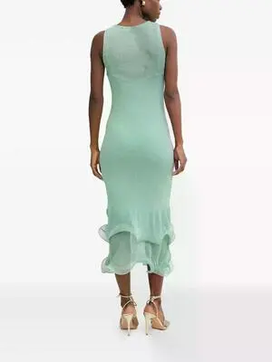 SIMONA CORSELLINI Sleeveless Ruffled Trim Knit Dress
