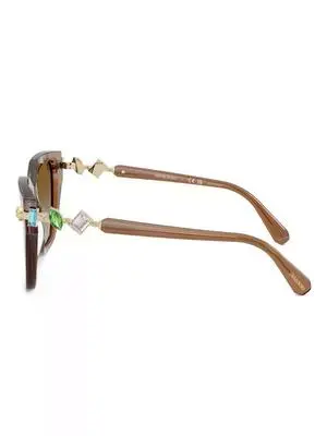SWAROVSKI Embellished Square-frame Sunglasses - Brown