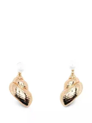 SELF-PORTRAIT Pearl-embellished Shell Pendant Drop Earrings - Gold