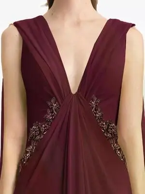GEMY MAALOUF Embellished Cape-sleeve Dress