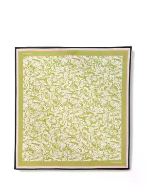 TRUSSARDI Greyhound-print Border-stripe Scarf - Neutrals