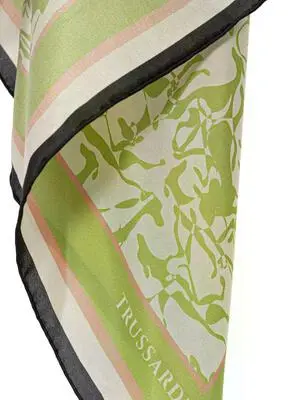 TRUSSARDI Greyhound-print Border-stripe Scarf