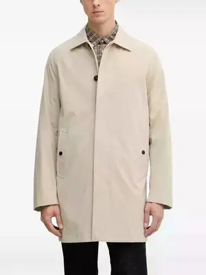 TRUSSARDI Logo Patch Button-up Coat - Neutrals