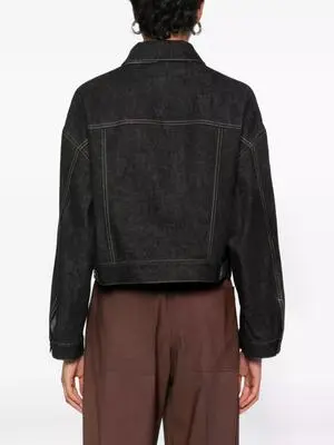 Brunello Cucinelli Cropped Denim Jacket With Contrast Stitching