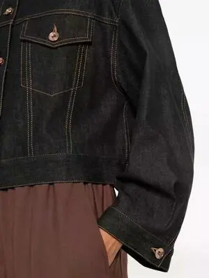 Brunello Cucinelli Cropped Denim Jacket With Contrast Stitching