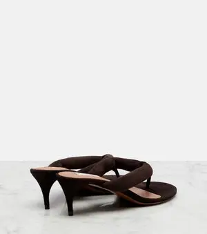 Alaïa Suede Thong Sandals - Brown