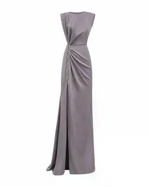 GEMY MAALOUF Draped Crystal-embellished Dress - Grey