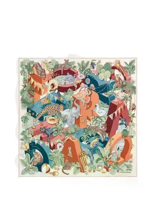 FERRAGAMO Jungle Party-print Silk Scarf