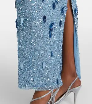 Rachel Gilbert Hugo Sequined Gown - Blue