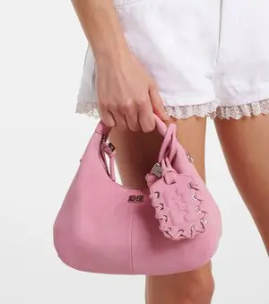 GANNI Suede Mini Top Handle Bag - Pink