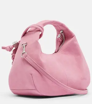 GANNI Suede Mini Top Handle Bag - Pink