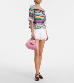 GANNI Suede Mini Top Handle Bag - Pink