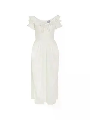 Thierry Colson White Ruffled Midi Dress