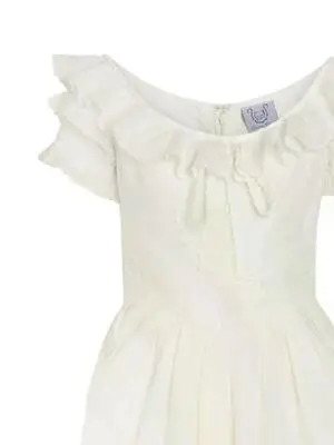 Thierry Colson White Ruffled Midi Dress