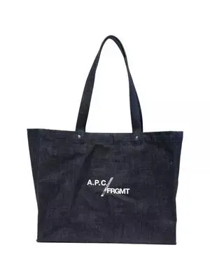 A.p.c. Denim Shoulder Bag With Logo Print