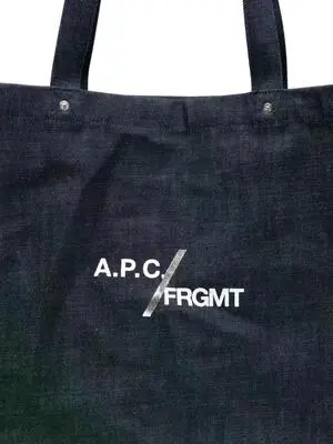 A.p.c. Denim Shoulder Bag With Logo Print
