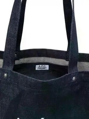 A.p.c. Denim Shoulder Bag With Logo Print