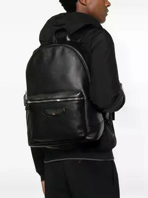 Santoni Leather Backpack - Black