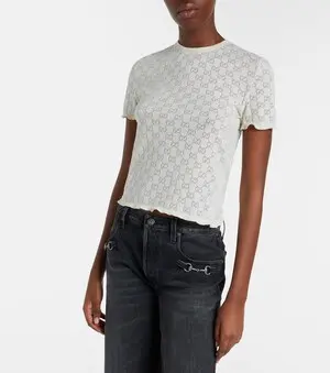 Gucci Gg Cotton-blend Devoré T-shirt - White