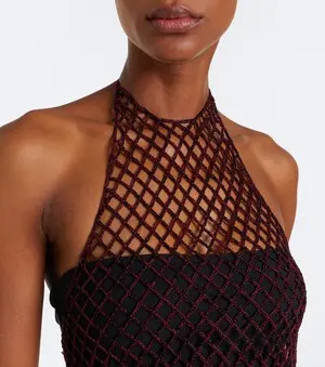 Alaïa Floral-appliqué Open-knit Cotton Minidress - Burgundy