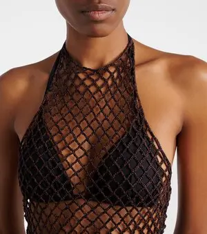 Alaïa Halterneck Open-knit Cotton Top