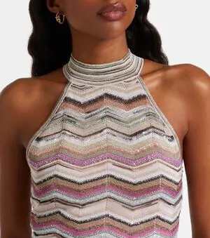 Missoni Zigzag Halterneck Sequined Lamé Maxi Dress