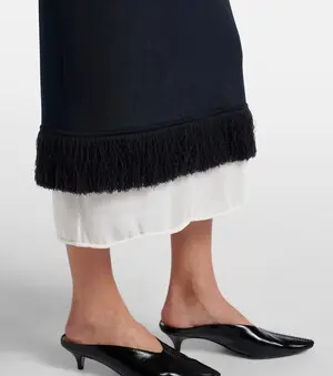 Bottega Veneta Knitted Silk Midi Skirt With Fringe Detail