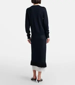 Bottega Veneta Knitted Silk Midi Skirt With Fringe Detail