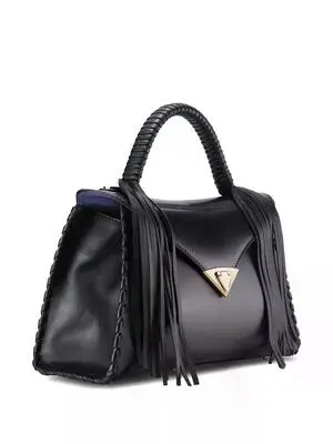 Tyler Ellis Large Lj Fringe-detail Whipstitch Tote Bag - Black