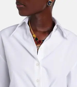 Dolce & Gabbana Cropped Cotton Poplin Shirt - White