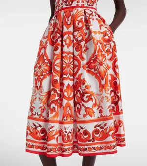 Dolce & Gabbana Majolica Printed Cotton Poplin Midi Dress