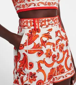 Dolce & Gabbana Majolica Print Cotton Blend Shorts - Red