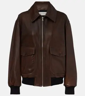 Nour Hammour Anton Leather Blouson Jacket - Brown