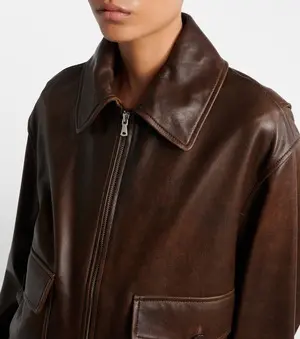 Nour Hammour Anton Leather Blouson Jacket - Brown