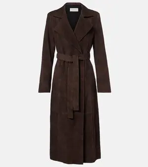 Nour Hammour Suede Wrap Coat - Brown