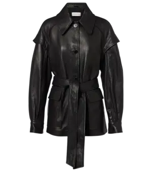 Nour Hammour Belted Leather Jacket