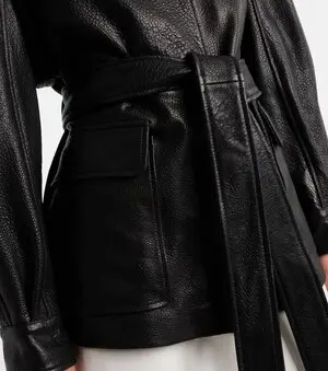 Nour Hammour Belted Leather Jacket