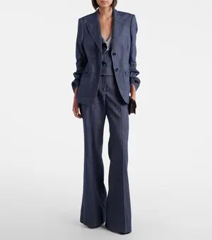 Dorothee Schumacher Fluid Denim Ruffled Crop Top