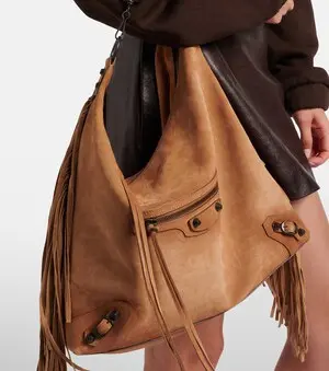 Balenciaga Le City Medium Suede Shoulder Bag - Brown